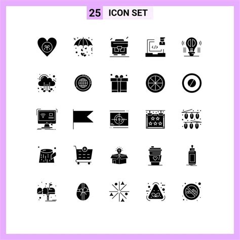 25 User Interface Solid Glyph Pack Of Modern Signs And Symbols Of Programmer Development