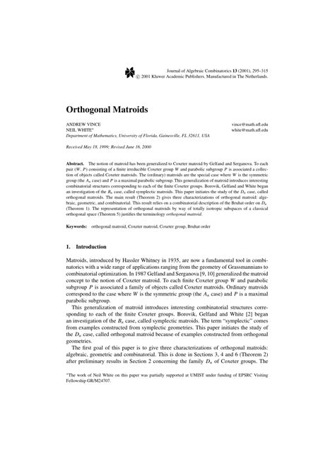 Pdf Orthogonal Matroids