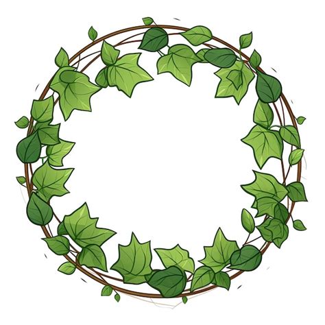 Premium Ai Image Beautiful Ivy Leaves Forming A Circular Border Watercolor Clipart Illustration