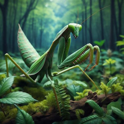 A Grasshopper Is Standing On A Log In The Forest Premium Ai Generated Image A Grasshopper Is Standing On A Log In The Forest Premium Ai Generated Image