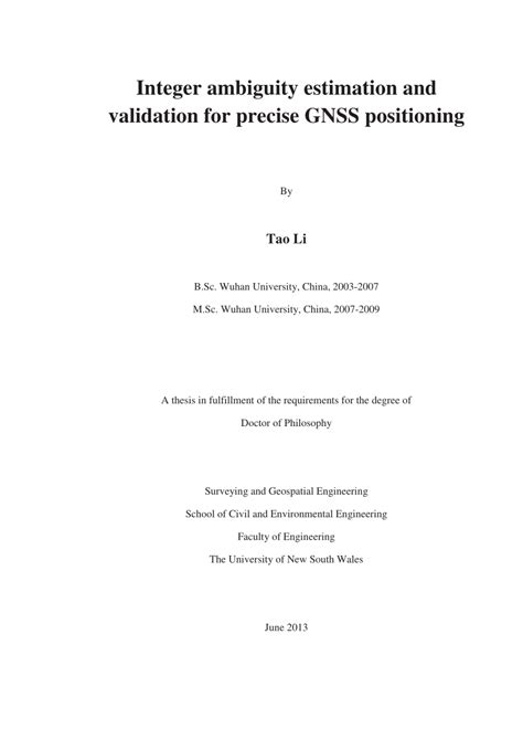 Pdf Integer Ambiguity Estimation And Validation For Precise Gnss