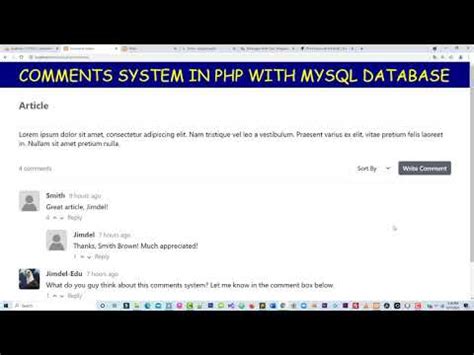 Comments System in PHP With MySQL Database - YouTube