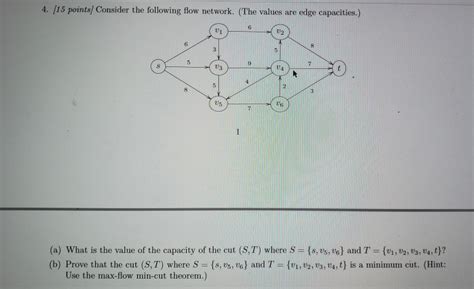 Solved 4 15 Points Consider The Following Flow Network