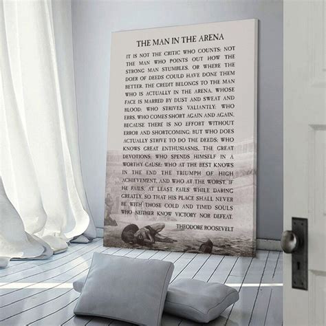 The Man In The Arena Canvas Print Theodore Roosevelt Quote Etsy