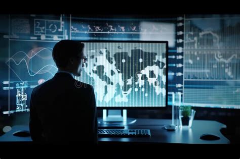 A Person Analysing Data On A Big Screen Stock Illustration Illustration Of Faced Business