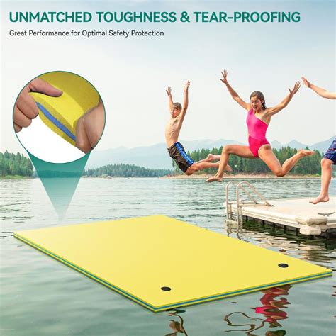 Yitahome 9 X 6 Yellow 3 Layer Xpe Foam Floating Water Mat With Storage Straps