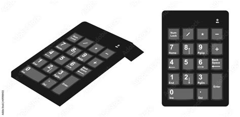 Vector Numeric Keypad Front View And Side View Numpad With Numbers Computer Keys On Keyboard