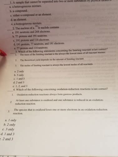 Solved I A Sample That Cannot Be Separated Into Two Or More Chegg Com
