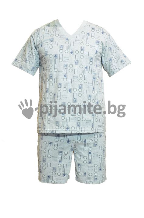 Мъжка пижама трико къс ръкав къси панталони 121 Мъжки пижами Пижами с къс ръкав