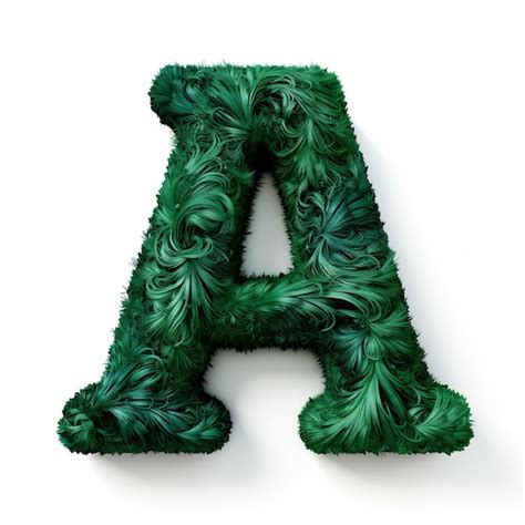 Letra A Hecha De Fibra Fibrosa De Color Verde Oscuro Sobre Fondo Blanco
