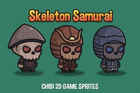 Chibi Skeleton Samurai Character Sprites CraftPix Net