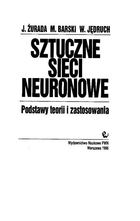 pdf sztuczne sieci neuronowe podstawy teori jacek zurada dokumen