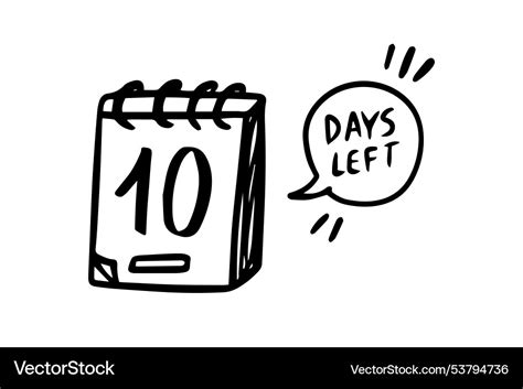 10 Days Left Doodle Calendar Symbol Royalty Free Vector