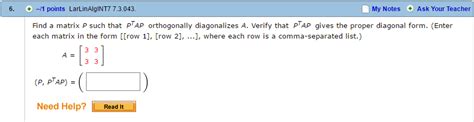 Solved Find A Matrix P Such That Pt Ap Orthogonally