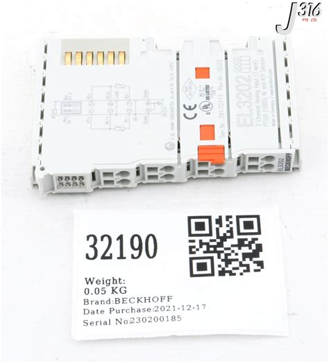 32190 BECKHOFF 2 CHANNEL ANALOG INPUT NEW EL3202 J316Gallery