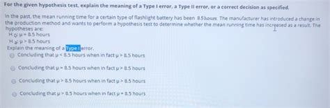 solved for the given hypothesis test explain the meaning of