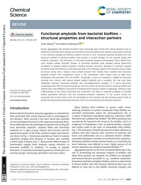 Pdf Functional Amyloids From Bacterial Biofilms Structural