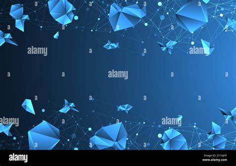 Connected Polygons Glowing Blue Plexus Vector Background Digital Data