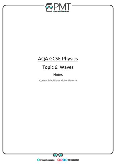 Aqa Physics Gcse Summary Notes Topic 6 Waves Overview Studocu