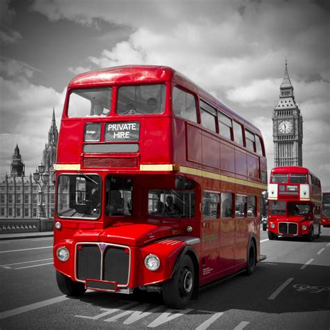 Artistieke Ilustratie London Red Buses On Westminster Bridge Melanie