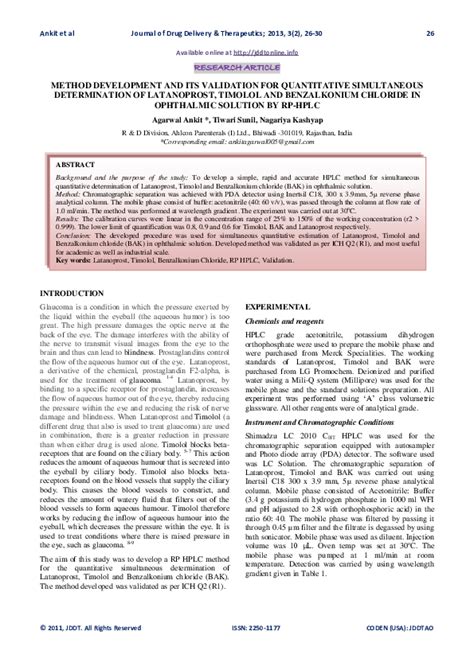 Pdf Method Development And Its Validation For Quantitative Simultaneous Determination Of