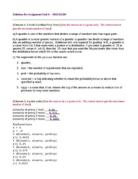 Math1280unit6solutions For Assignment T 6 Solutions For Assignment Unit 6 Math Element 1