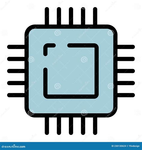 Microprocessor Icon Color Outline Vector Stock Vector Illustration Of Electrical Technology