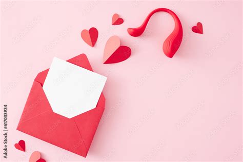 Embrace Your Sensuality With Enticing Adult Toy Top View Photo Of Red Vibrator Envelope With