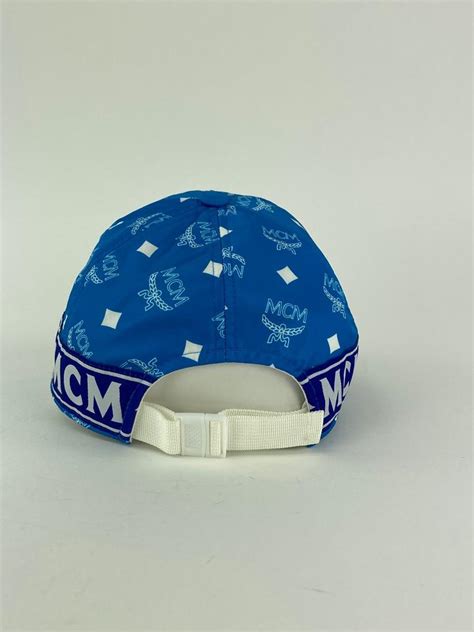 Mcm Blue Monogram Visetos Log Baseball Cap Hat 2mcml1125 Bagriculture