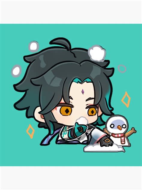 Xiao With Chibi Snowman Genshin Impact Xiao Chibi Pack Metal Print For Sale By Adeelmushtaq