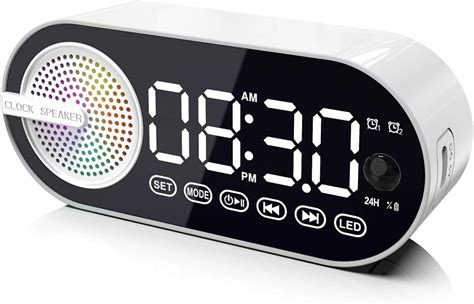 Bluetooth Speaker Clock With Fm Radio And Dual Alarms Mirror Display 5