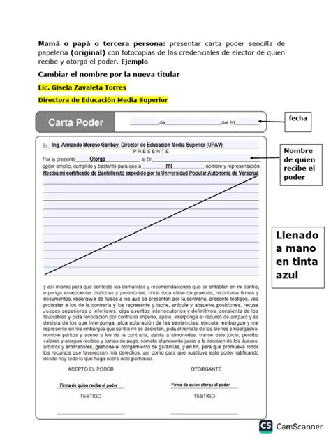 Carta Poder Sencilla Para Menores Pdf
