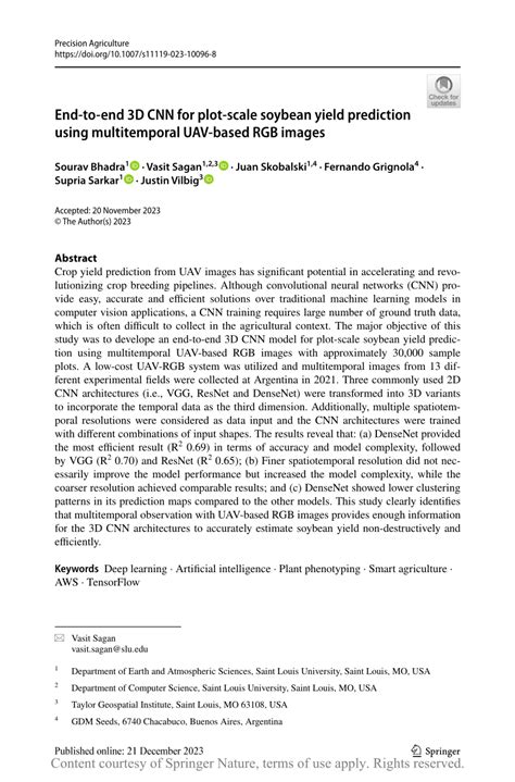 Pdf End To End 3d Cnn For Plot Scale Soybean Yield Prediction Using