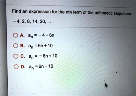 Solved Find An Expression For The Nth Term Of The Arithmetic Sequence 428 1420 Oa An