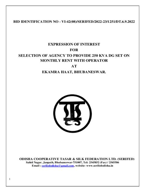 Fillable Online Expression Of Interest For Engagement Of Architect For