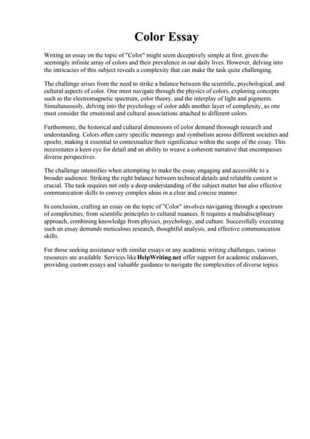 Color Essay Pdf
