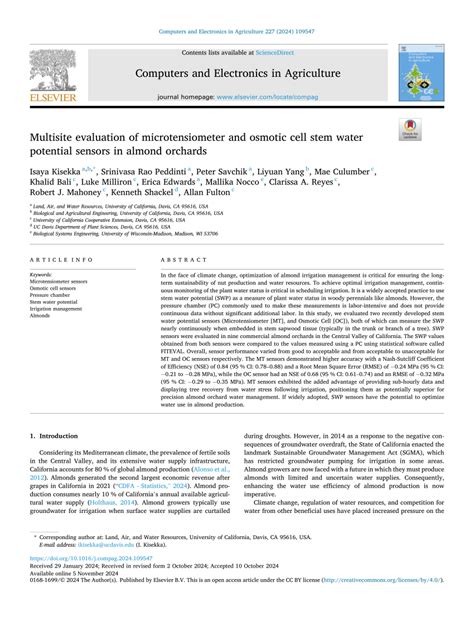 Pdf Multisite Evaluation Of Microtensiometer And Osmotic Cell Stem Water Potential Sensors In