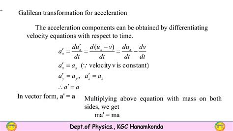 galilean transformation equations pptx