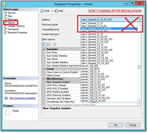 Collation Settings For SharePoint Databases