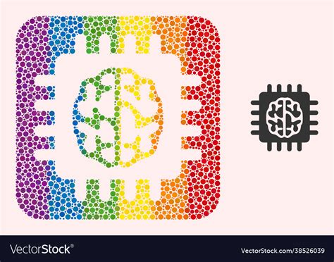 Dot Mosaic Brain Chip Stencil Pictograph For Lgbt Vector Image