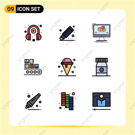 9 Filledline Flat Color Concept For Websites Mobile And Apps Production Vector Computer