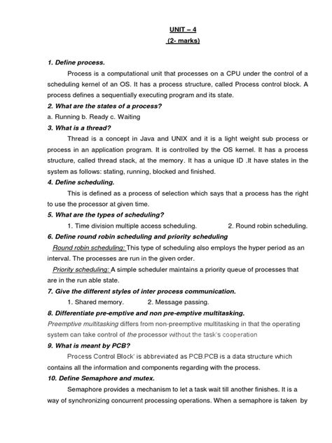 Unit 4 Koe062 Embededded System Materials Pdf Process Computing Scheduling Computing