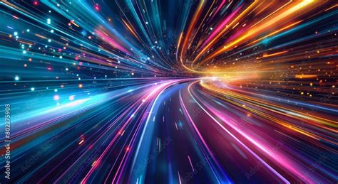 Abstract Colorful Speed Background With Lines In Shape Of Track Turn