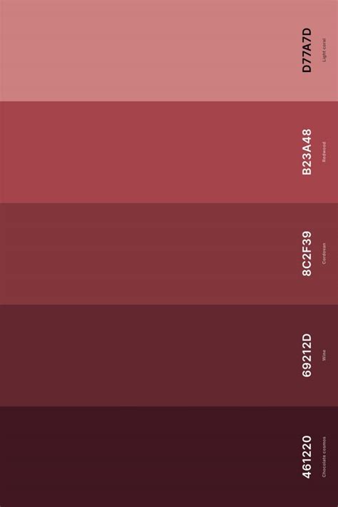 27 Muted Red Color Palette Color Palette With Chocolate Cosmos Hex 461220 Wine Hex