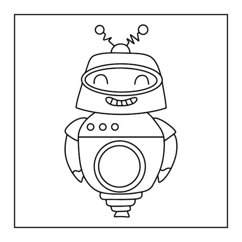 아이들을 위한 귀여운 인쇄 가능한 로봇 색칠 공부 페이지 프리미엄 벡터