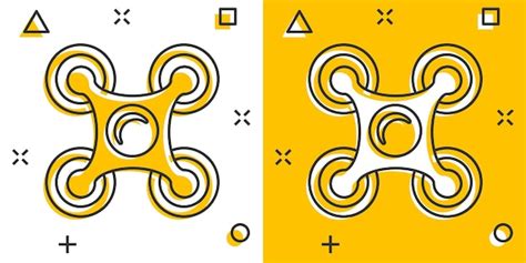 흰색 격리 된 배경 헬리콥터 비행 비즈니스 개념 스플래시 효과에 만화 스타일 Quadcopter 카메라 벡터 만화 그림에서 무인 항공기 아이콘 프리미엄 벡터