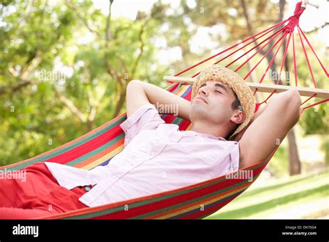 Man Relaxing In Hammock Stock Photo Alamy