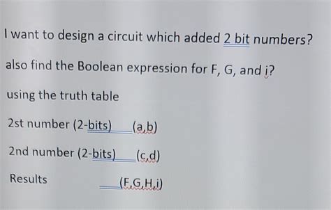 solved i want to design a circuit which added 2 bit numbers