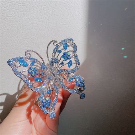 디어마이링 화려한 나비 큐빅 헤어 집게 머리 핀 뉴컬러 5colors 위시버킷