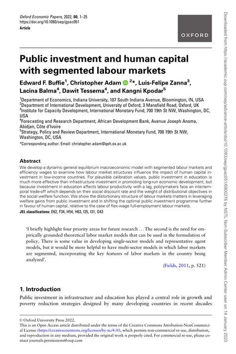 Pdf Public Investment And Human Capital With Segmented Labour Markets